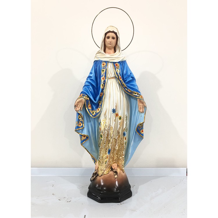 Jual Patung Bunda Maria Tangan Terbuka Jubah Biru Emas Kualitas 60cm ...
