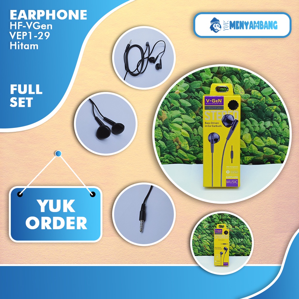 Jual 42425 | HF-VGen VEP1-29 Hitam | Stereo Earphone VGen VEP1-29 Extra ...