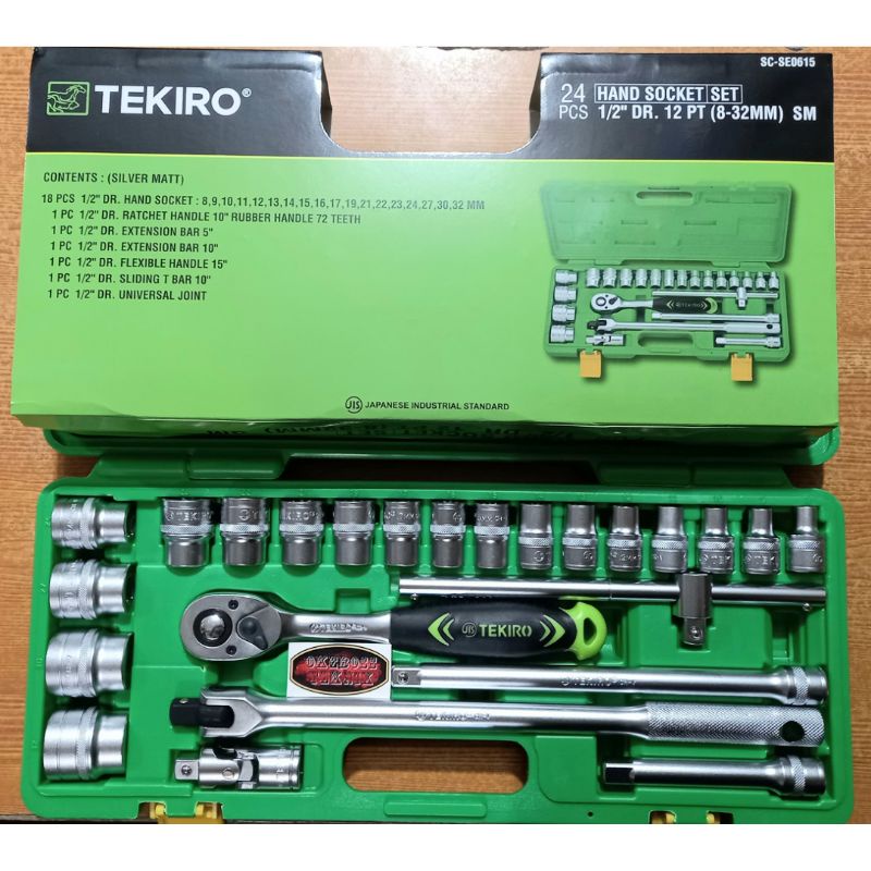 Jual Kunci Sock Set Tekiro 24 Pcs Hand Socket Set 1/2" DR.12 PT (8-32mm) SM | Shopee Indonesia