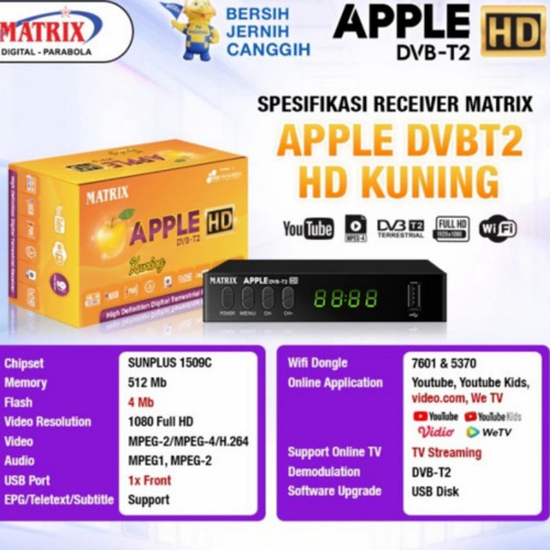 Jual SET TOP BOX STB DVD T2 MATRIX KUNING MODEL TERBARU G4D8 | Shopee ...