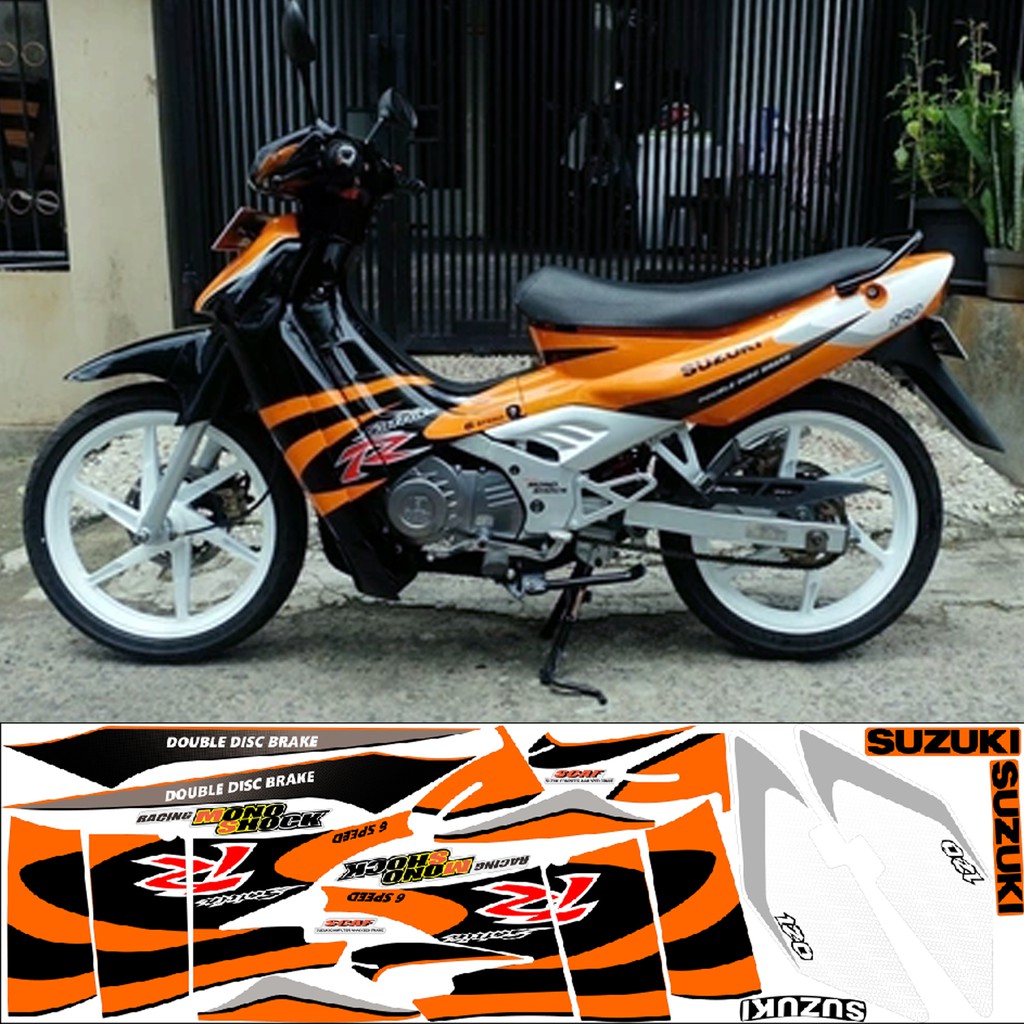 Jual Striping Satria Lumba 2Tak 02 Orange Hitam Tahan Vernis | Shopee ...