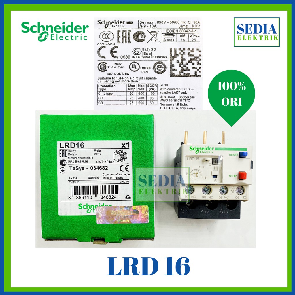 Jual Thermal Overload Relay Schneider LRD 16 LRD16 9 - 13A | Shopee ...
