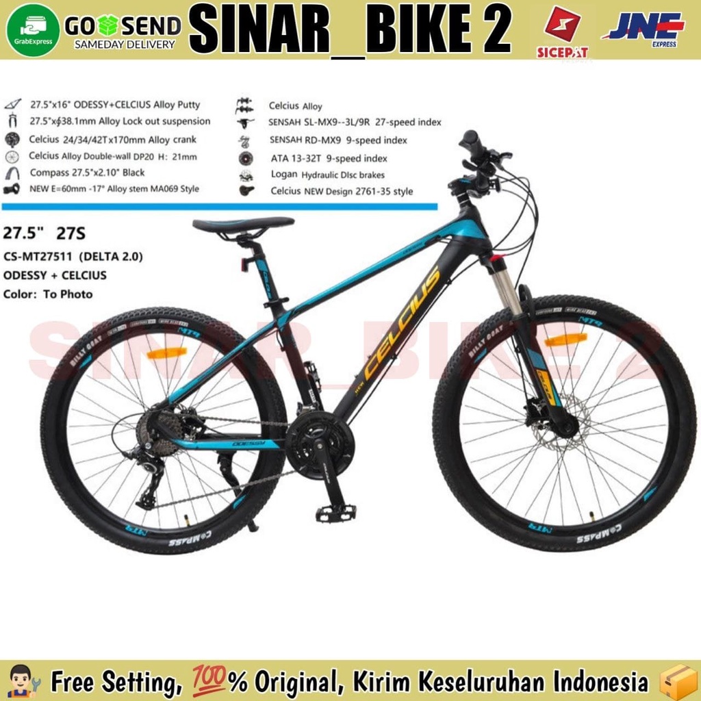 Jual Sepeda Gunung 27,5 MTB CELCIUS ODESSY DELTA Alloy 27 Speed ...