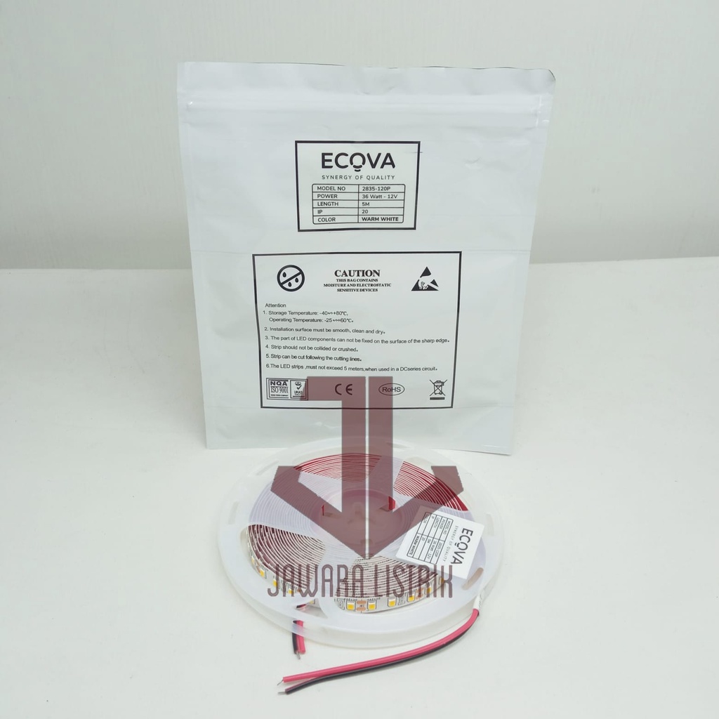 Jual ECOVA LED STRIP 2835 ROLL 5 METER 120 LED INDOOR 12 VOLT | Shopee ...