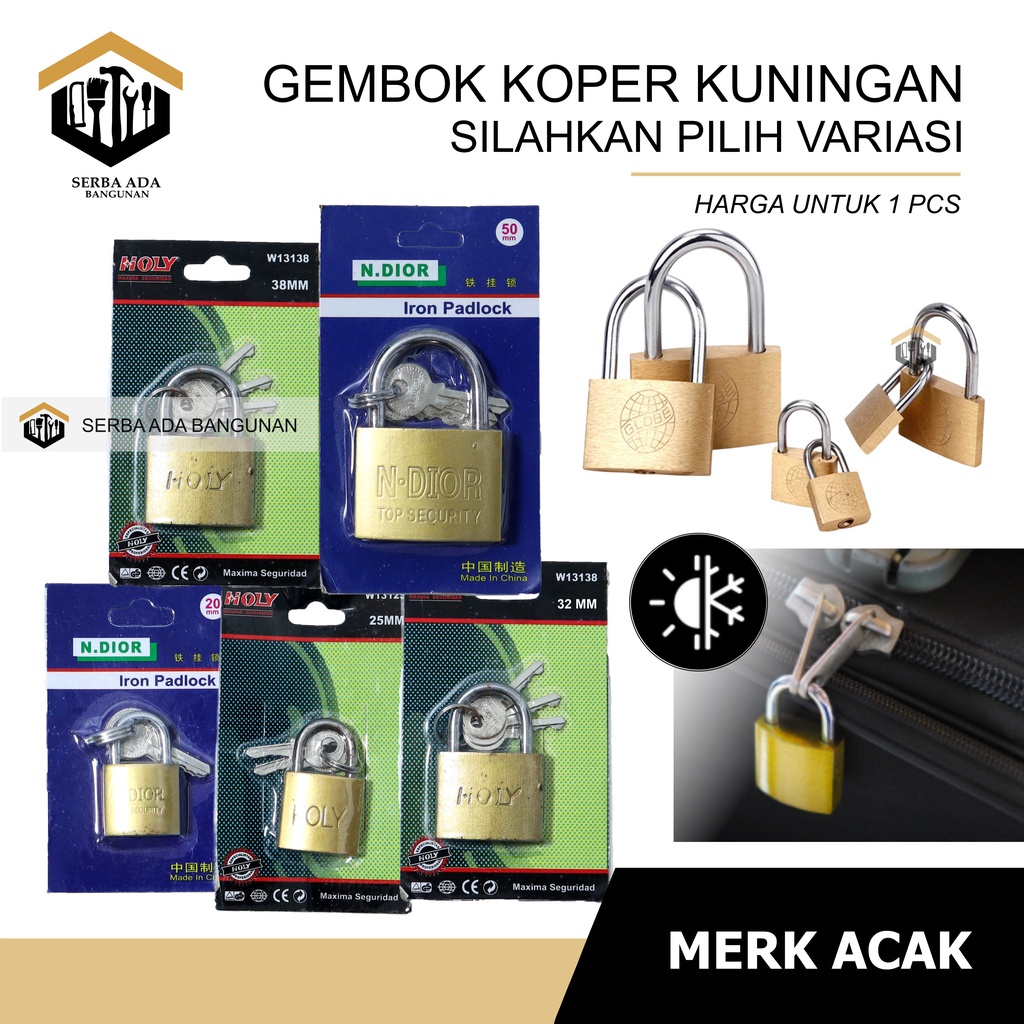 Jual Gembok Koper Kuning Kecil 20mm 25mm 50mm/ Gembok Kuning / Gembok ...