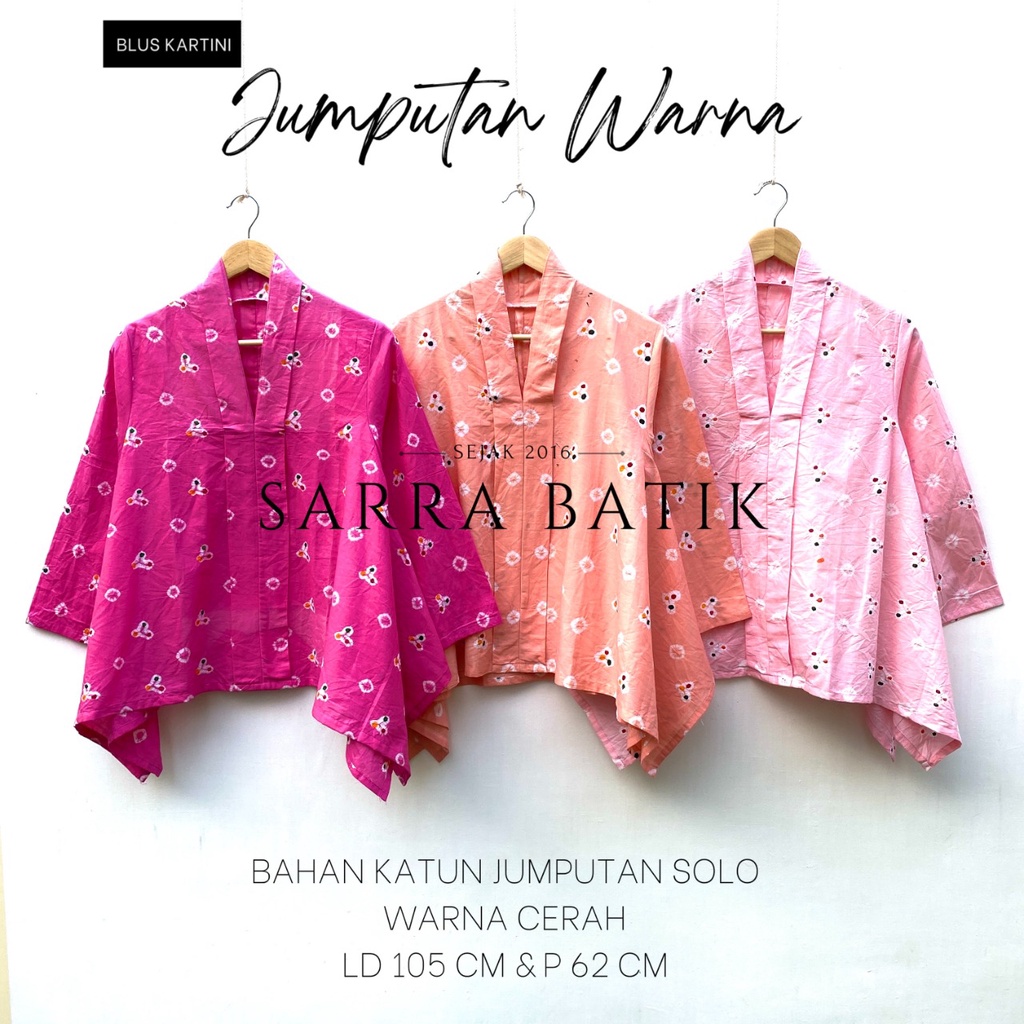 Jual PREMIUM Super Jumbo XXXL Jumputan Warna PINK Batik Blus Kartini ...