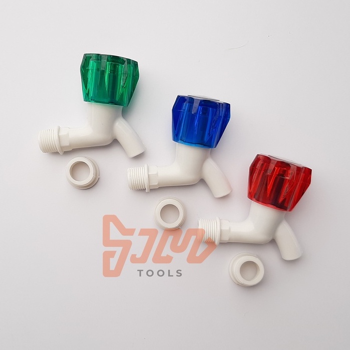 Jual Kran / Keran Tembok PVC Kepala Bulat Double Drat 1/2" - 3/4 ...