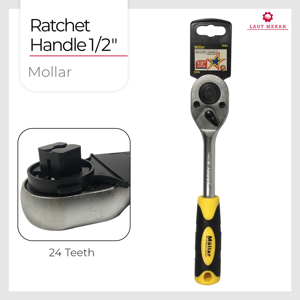 Jual MOLLAR Gagang Sok Kunci Stang Rachet Ratchet 1/2 inch x 24 T ...