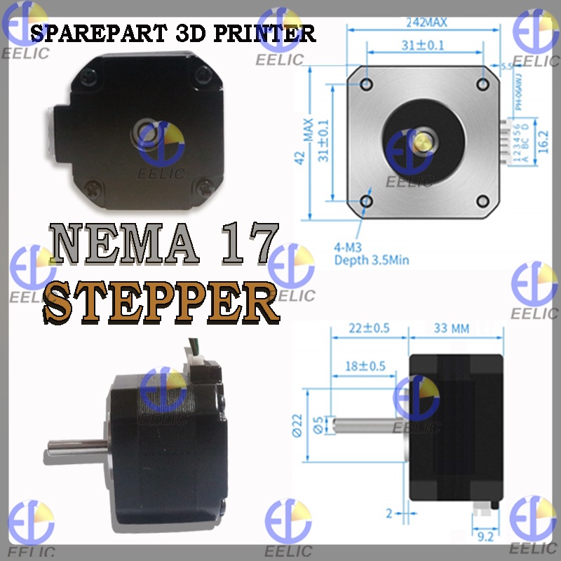 Jual EELIC STM Stepper motor 3d printer ada piliha type B0878-33MM dan ...