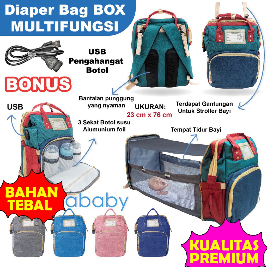 Jual TAS BAYI MULTIFUNGSI Diaper BAG + Bed Bayi anelo tas diaper bag ...