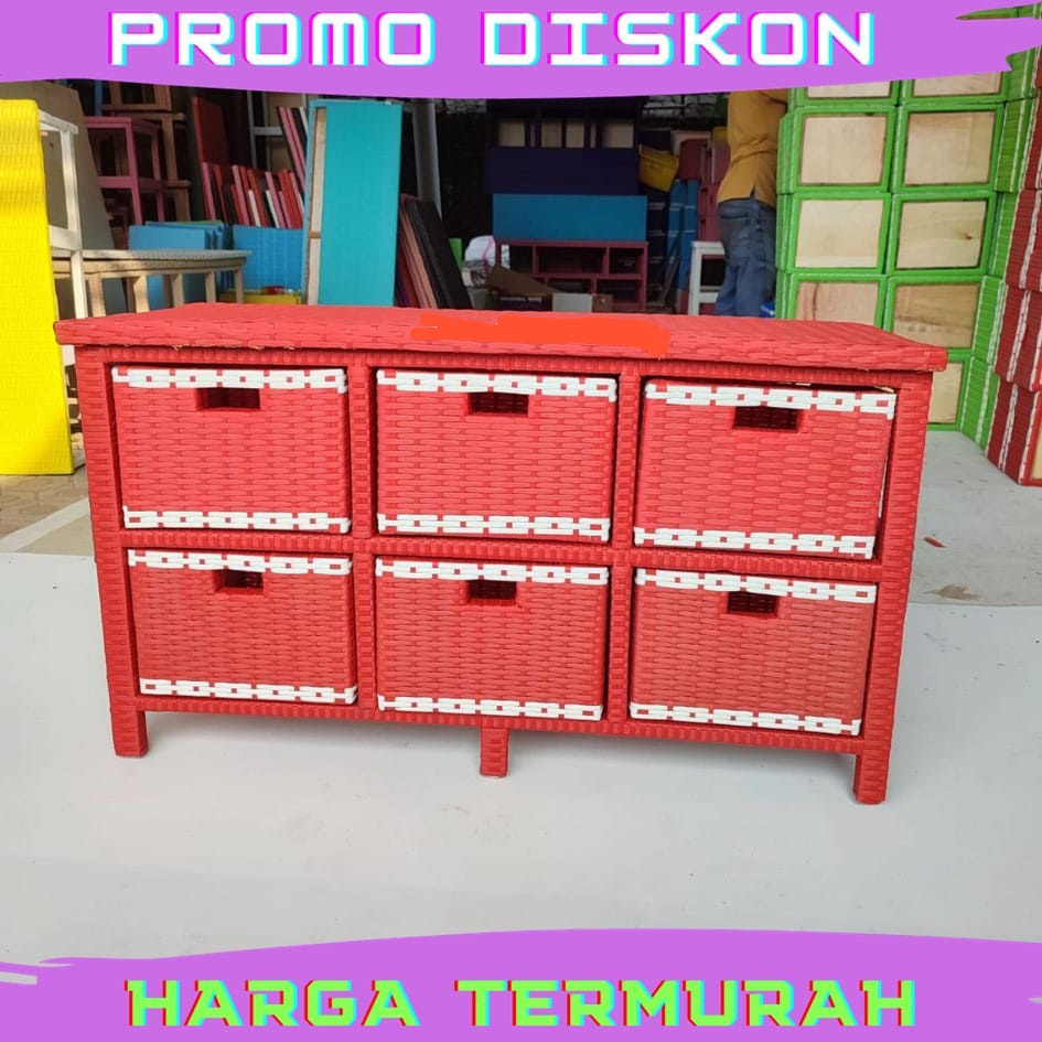 Jual LEMARI LACI 6 ROTAN SINTETIS MODEL MINI ( WAJIB BACA DESKRIPSI ...