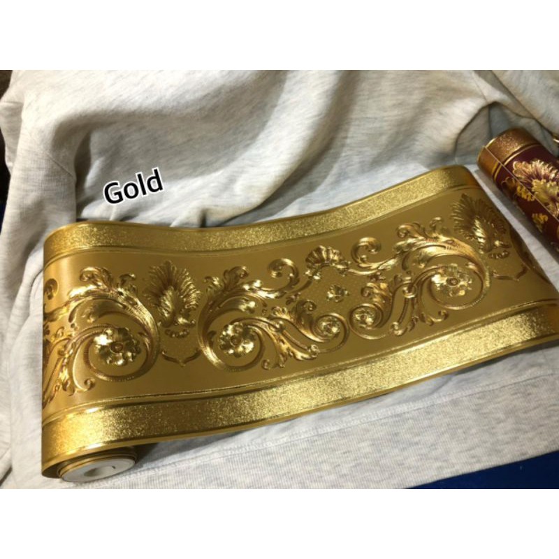 Jual Wall Border List Dinding Premium Gold Coklat Merah Marun Metalik ...