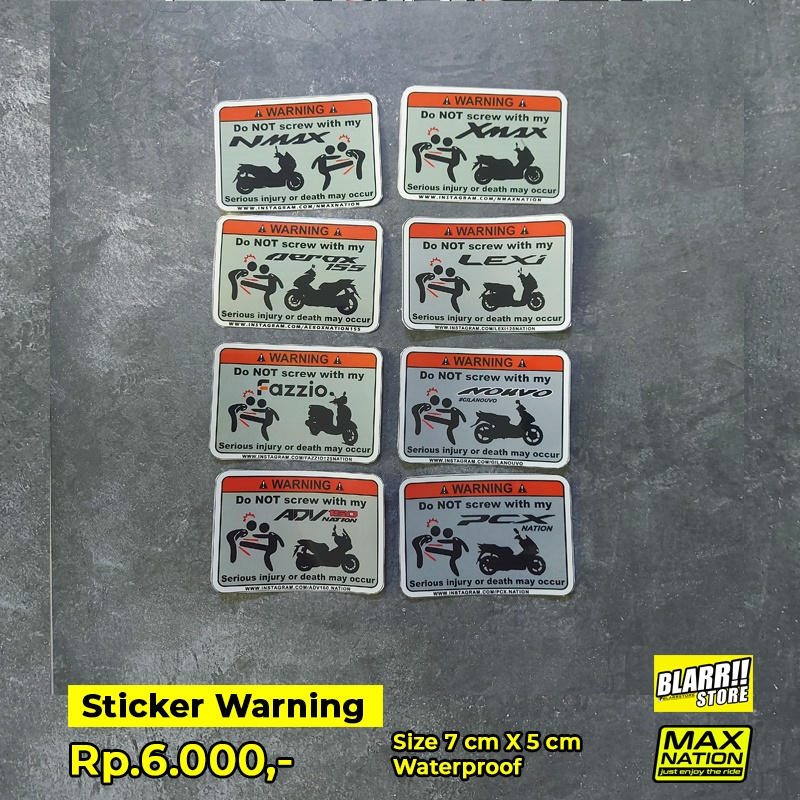 Jual Sticker warning NMAX AEROX XMAX LEXI 125 ADV 150 PCX NOUVO FAZZIO ...