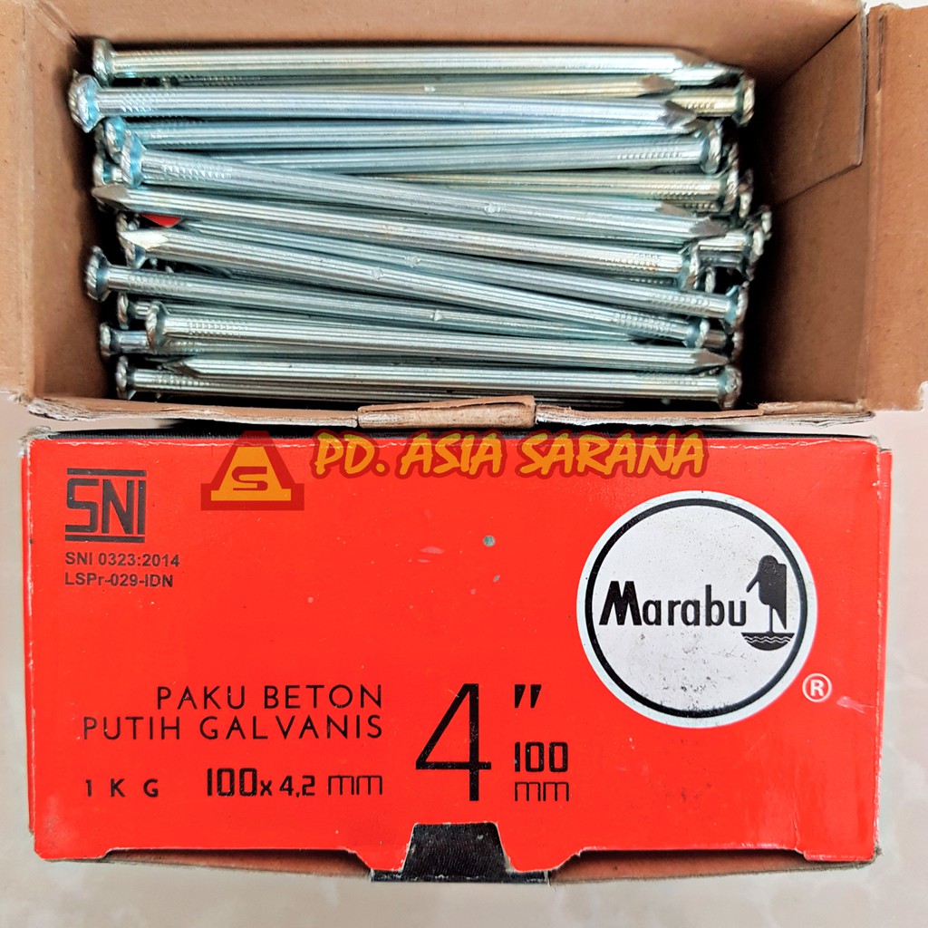 Jual [1 Dus - 10 Cm] Paku Beton Putih 6x4" / Nail Tembok Galvanis ...