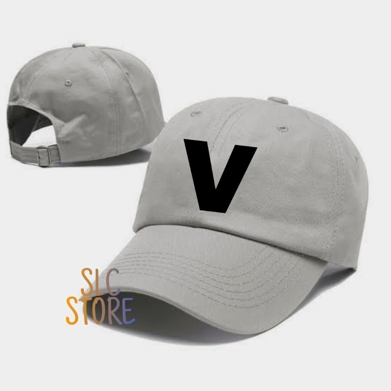 Jual TOPI BASEBALL HAT CAP INISIAL HURUF V ABU ABU CUSTOM NAMA LOGO ...