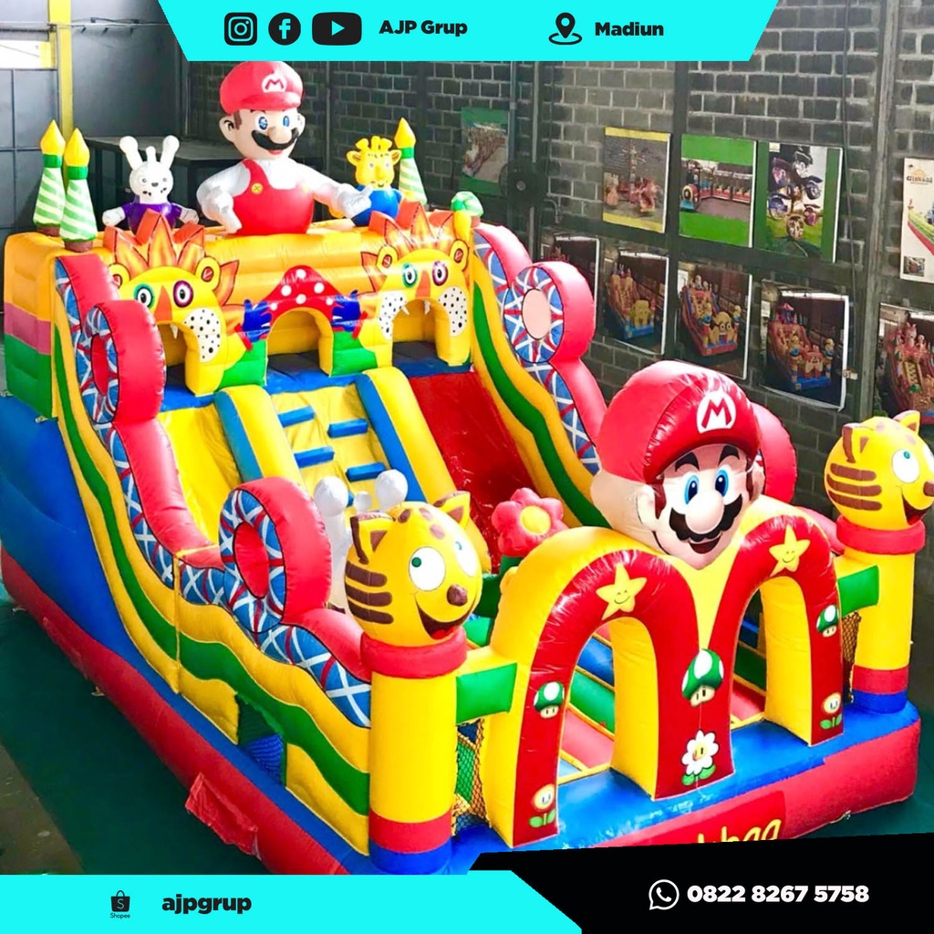 Jual Istana Balon Rumah Balon ukuran 4x6 double slide lengkap prosotan ...