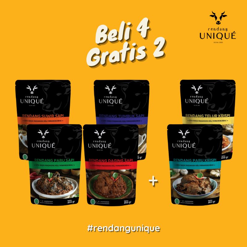 Jual Rendang Unique Beli 4 bks + Gratis 1 bks Rendang Daging Sapi + 1 ...
