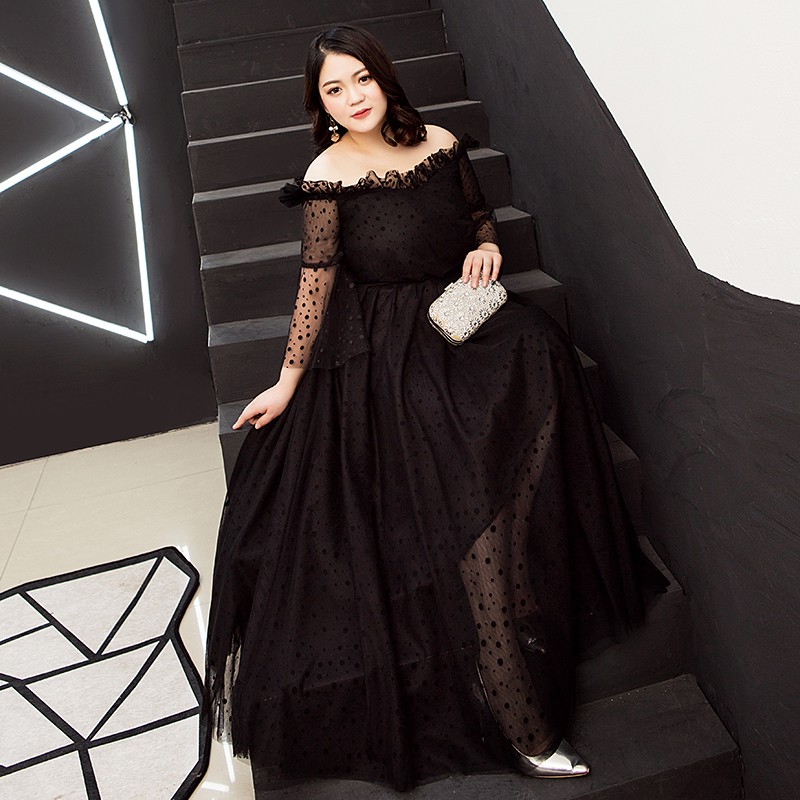 Jual Gaun Pesta 1908013 Big Size Hitam Sabrina Party Dress Gown ...