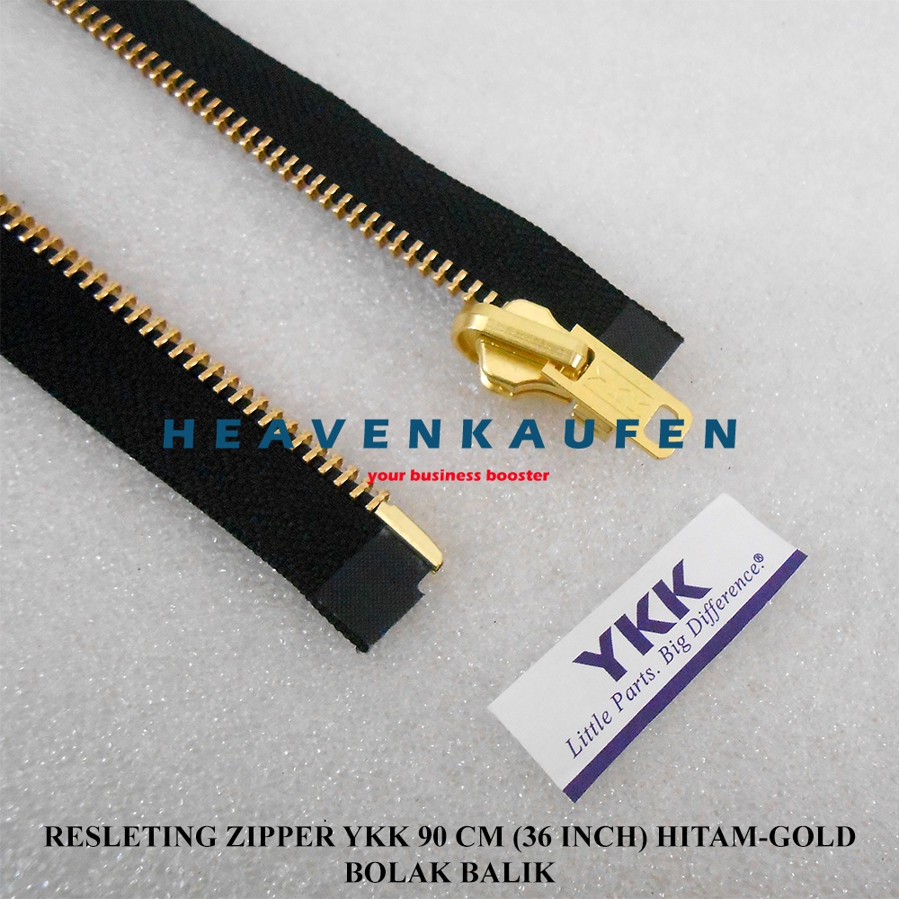 Jual Resleting Zipper YKK 90 cm Atau 36 inch Hitam Gold Emas Type Gigi Besi Model Set Open End ...