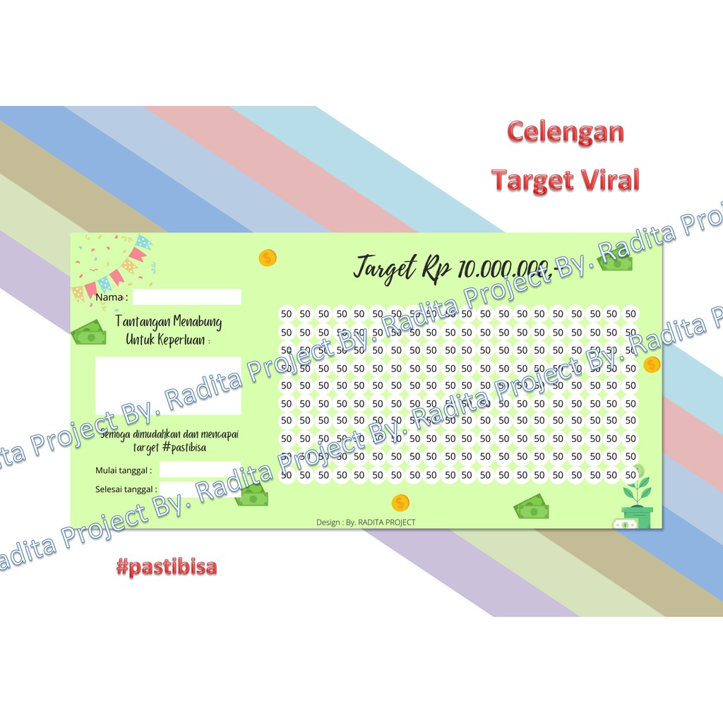 Jual MURAH ! STIKER Celengan Target Viral / Tabungan Target Tanpa PO ...