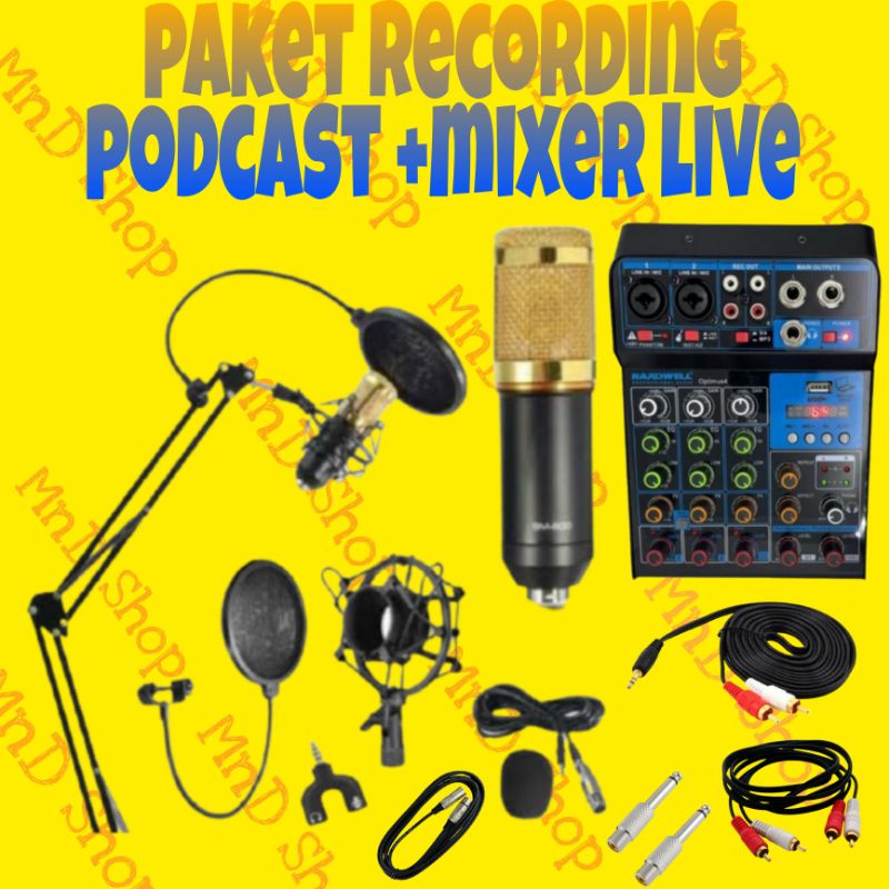 Jual paket microphone condenser / mic podcast live music + mixer audio ...