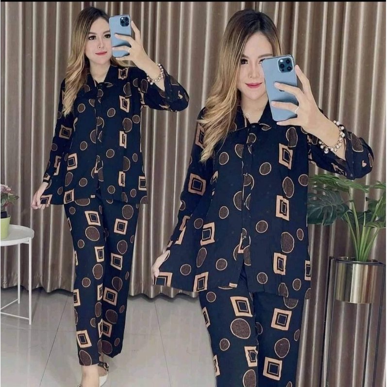 Jual SETELAN RAYON KEMEJA/ONE SET CP WANITA/ SETELAN CP MOTIF ll SETELAN NAIRA | Shopee Indonesia