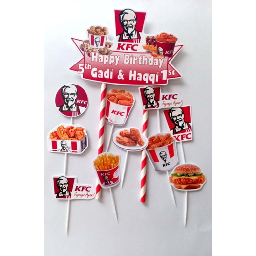 Jual TOPPER CAKE HIASAN KUE ULANG TAHUN GAMBAR KFC BISA CUSTOM NAMA ...