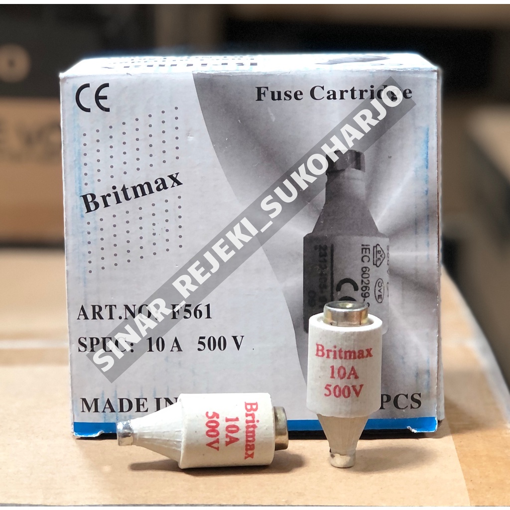 Jual Sekring Batu NEI / BRITMAX 10A, 6A 500 Volt Sekering batu keramik ...