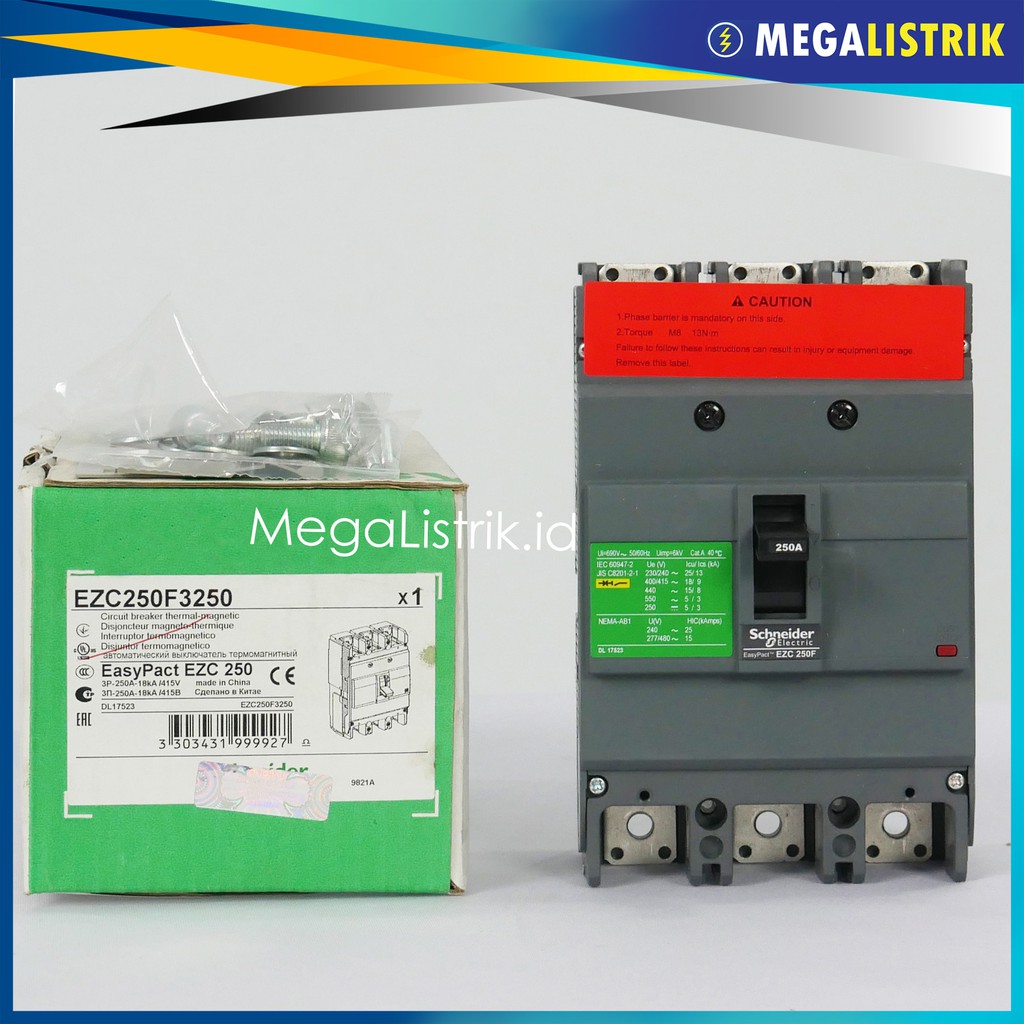 Jual SCHNEIDER MCCB 3P 250A / NFB / EZC EASYPACT BREAKER EZC250F3250 ...