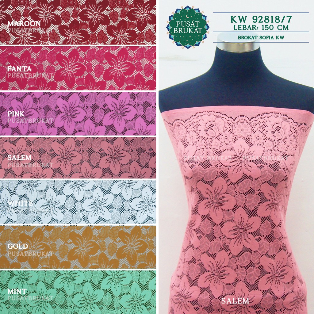 Jual KAIN BRUKAT LACE KEBAYA METERAN / BROKAT MALIKA MOTIF BUNGA ...