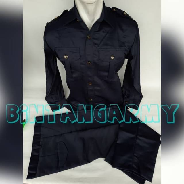 Jual Seragam Safari Panjang Biru Dongker / Baju Security / Seragam ...