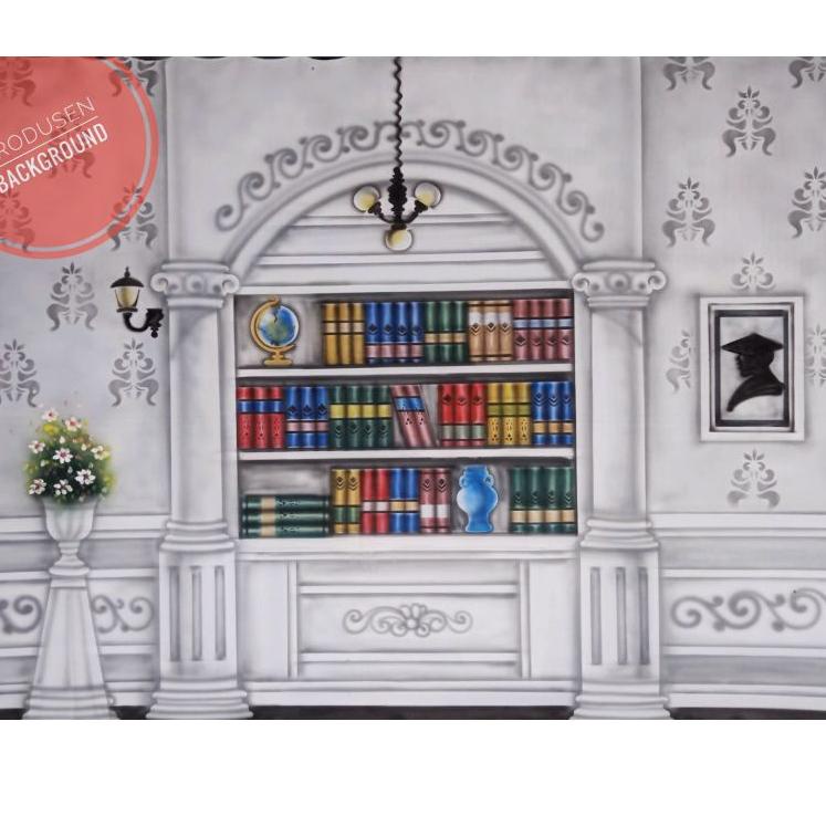 Jual Sekarang Ada Kain Background Wisuda 3x2,5m Rak Buku Dinding Putih ...