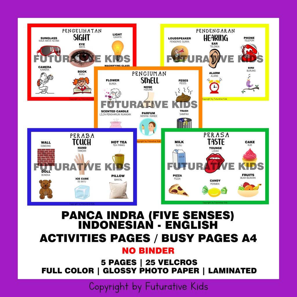 Jual ISIAN Activities Binder/Busy Book English Toddler Panca Indra A4 ...