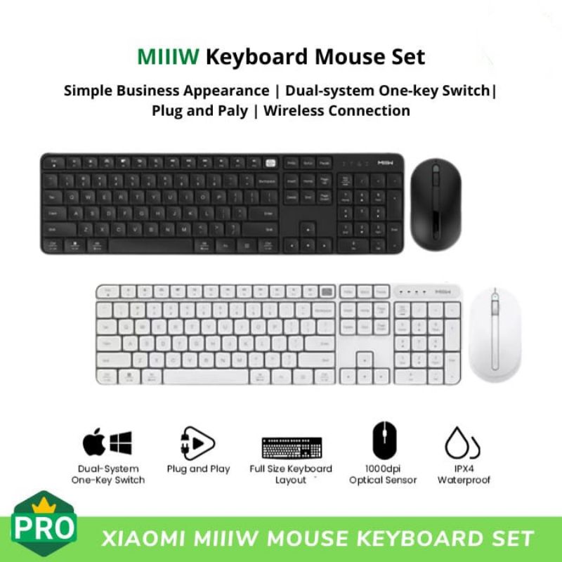 Jual MIIIW RF 2.4GHz Wireless Keyboard Mouse Set Windows PC Mac android ...
