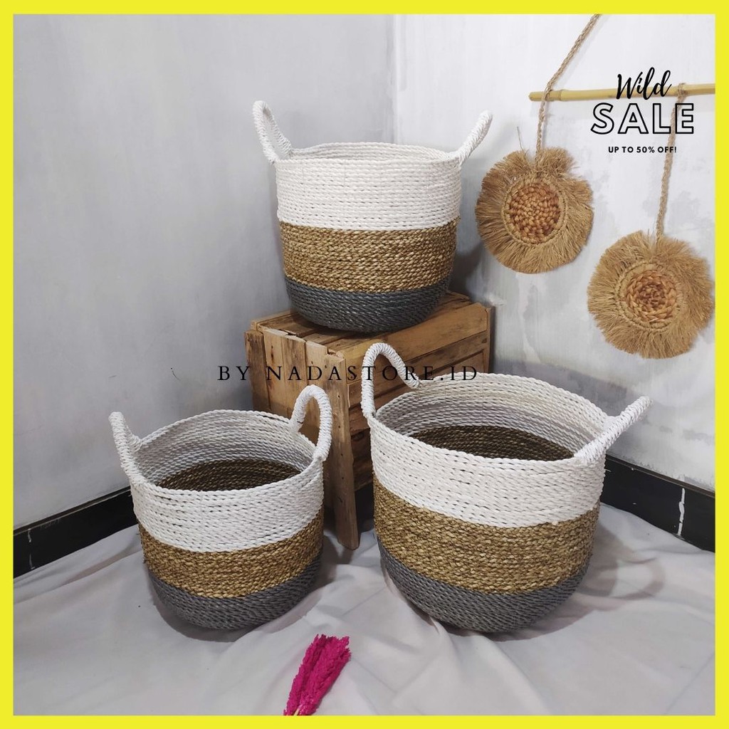 Jual Keranjang anyaman seagras pandan laut/ pot tanaman /Keranjang ...