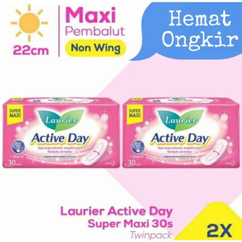 Jual Laurier Active Day Super Maxi 30s Twinpack / Laurier Super Maxi ...