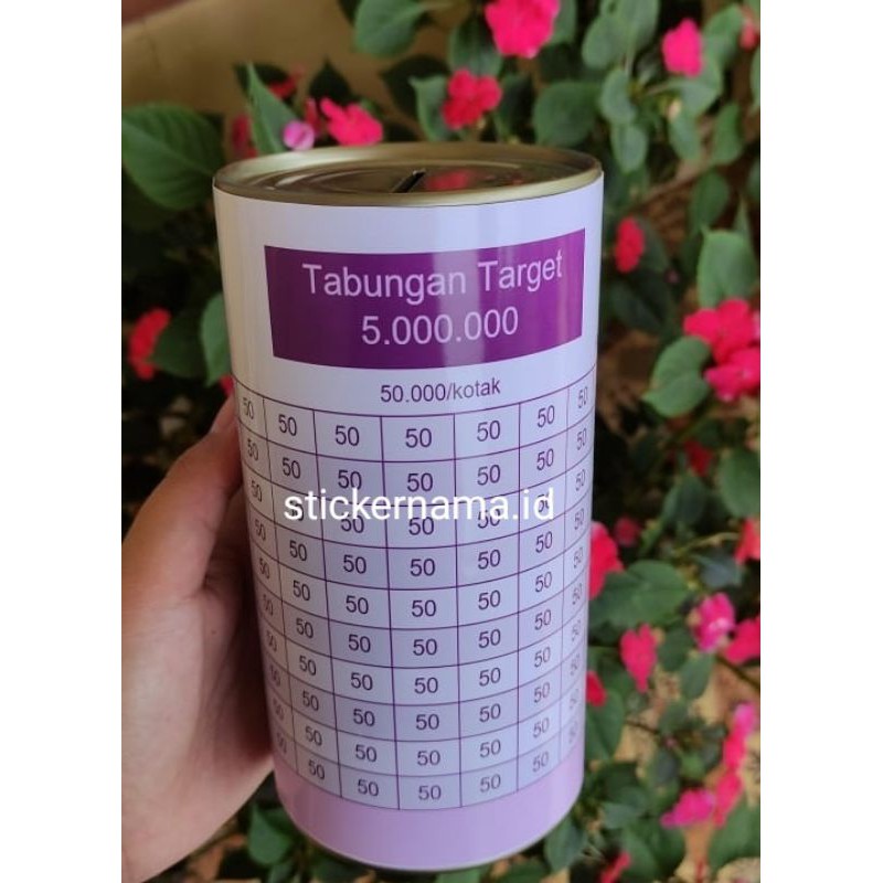 Jual [BISA CUSTOM] Stiker Celengan Viral/Tabungan Target | Shopee Indonesia
