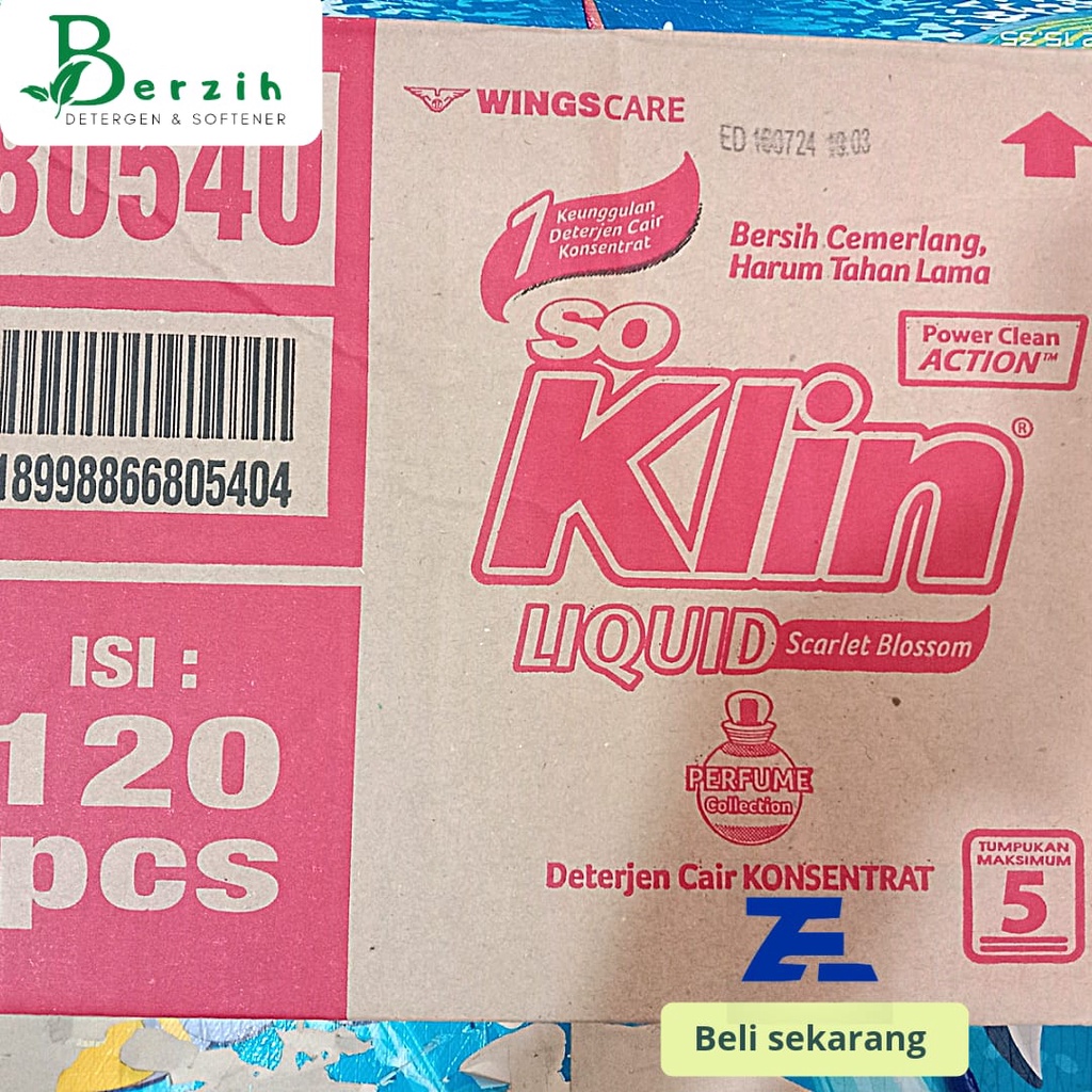 Jual Soklin Cair So Klin Liquid Detergen Merah Scarlet Blossom 22ml DUS ...