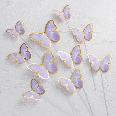 Jual 10pcs cake topper hiasan kue ulang tahun kupu kupu butterfly pink ...