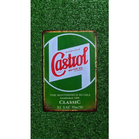 Jual Poster kaleng metal motif Vintage/Enamel/Tin sign Castrol Motor ...
