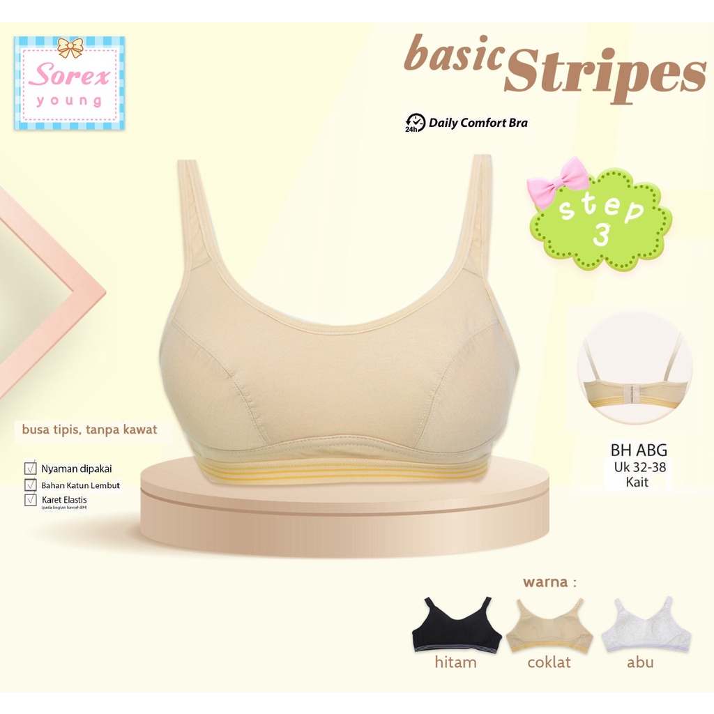 Jual BH/BRA/MINISET ANAK PELAJAR /REMAJA/ABG STEP 3 SOREX BASIC STRIPES 3324 | Shopee Indonesia