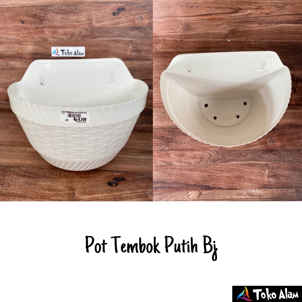 Jual POT TEMPEL DINDING/TEMBOK WARNA PUTIH DENGAN ULIR DIAMETER 22.5CM ...