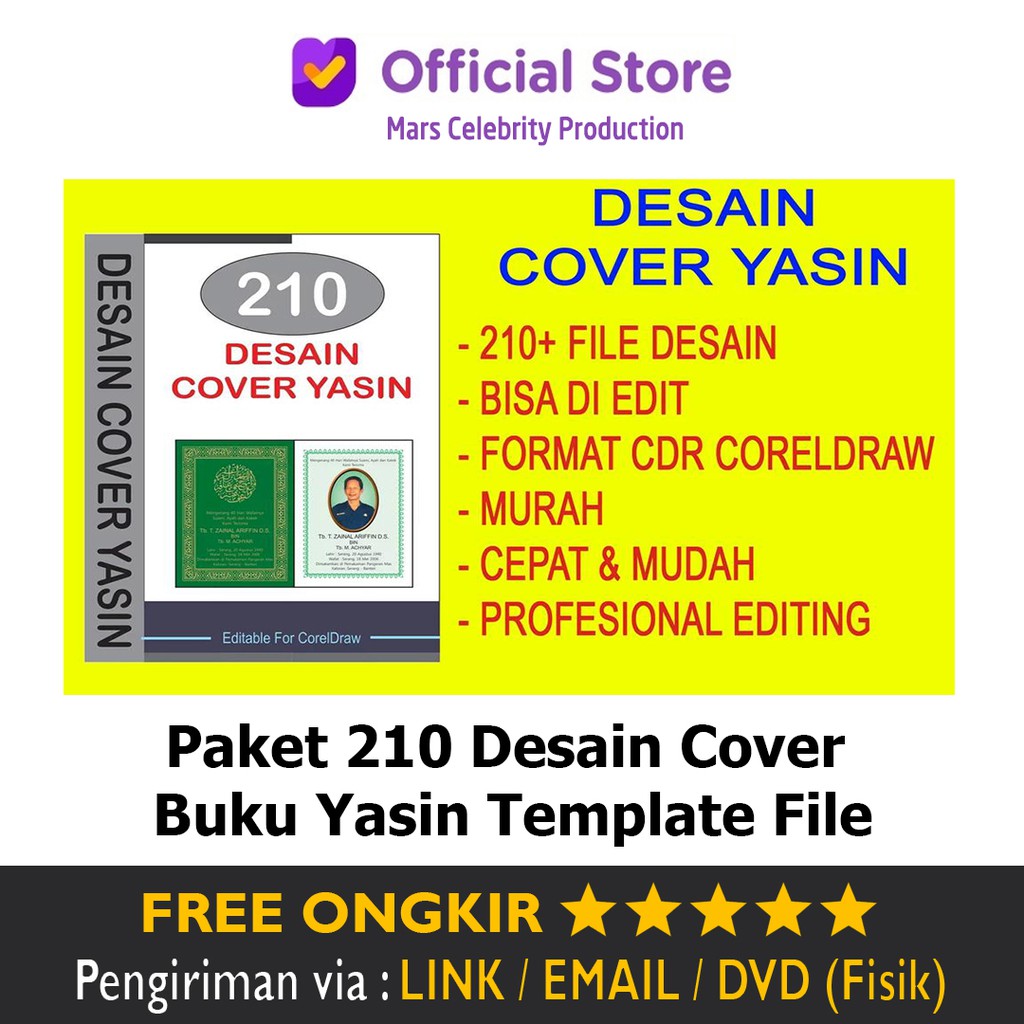 Jual Paket 210 Desain Cover Buku Yasin Template File Siap EDIT Design ...