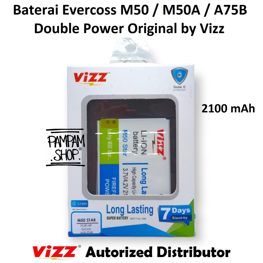 Jual Baterai Vizz Double Power Original Evercoss M50 Star M50A A75B Batre Batrai Dual Battery ...