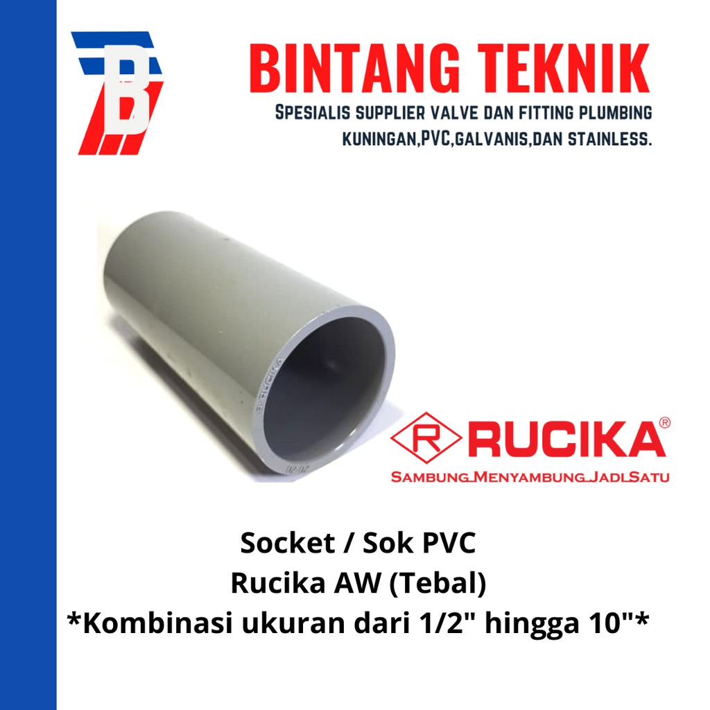 Jual Socket / Sok PVC Rucika 2" inch AW (Tebal) | Shopee Indonesia