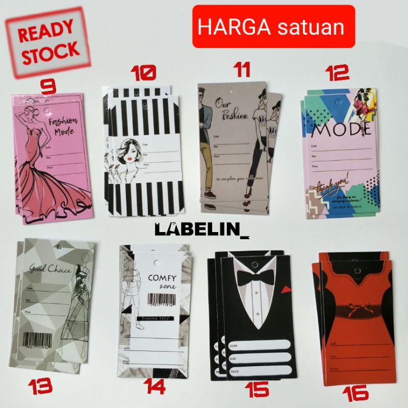 Jual PART-17 READY SATUAN HangTag Fashion hangtag label baju hangtag ...