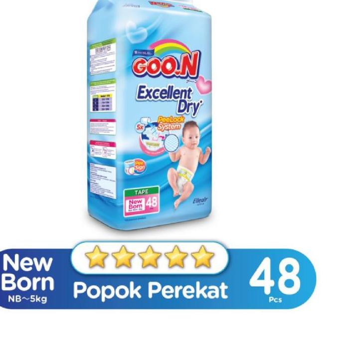 Jual n-65 Goon Excellent Dry Tape Newborn 48 Premium Diapers - Popok Perekat Sekali Pakai ...