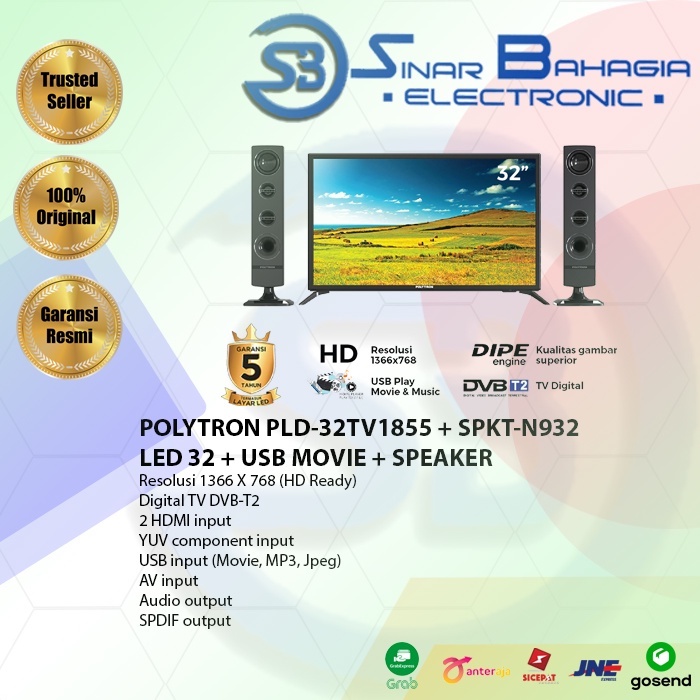 Jual POLYTRON PLD-32TV1855 + SPKT-N932 LED 32 + USB MOVIE + SPEAKER ...