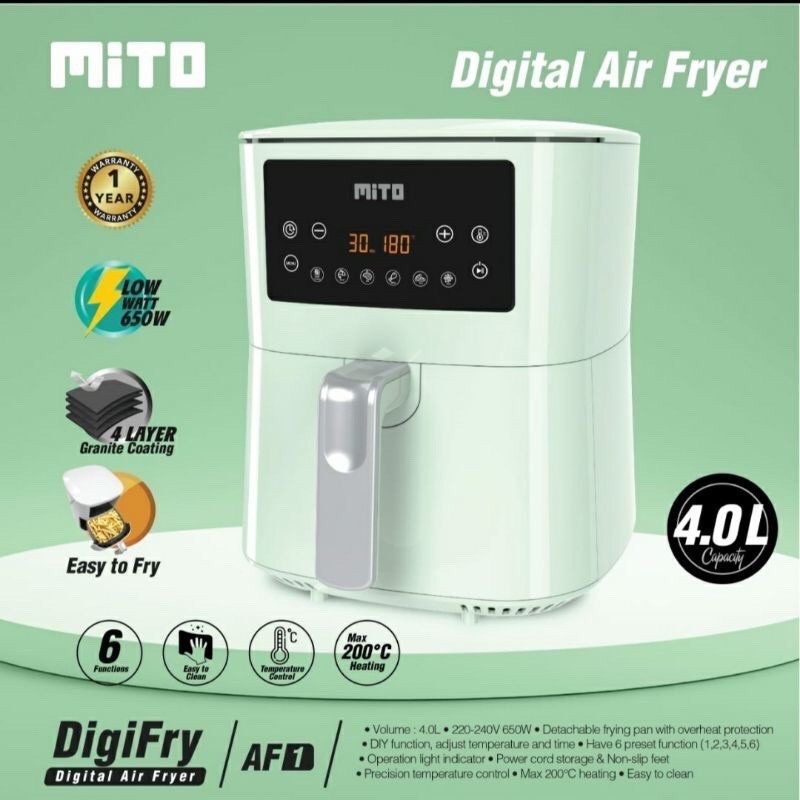 Jual Air Fryer MITO AF-1 AF1 4liter Low Watt | Shopee Indonesia