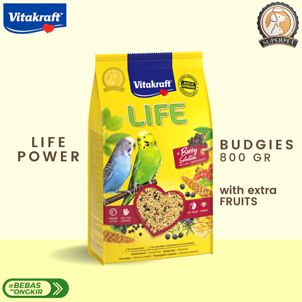Jual Vitakraft Life Power Budgies 800 gr - Makanan untuk Kesehatan ...